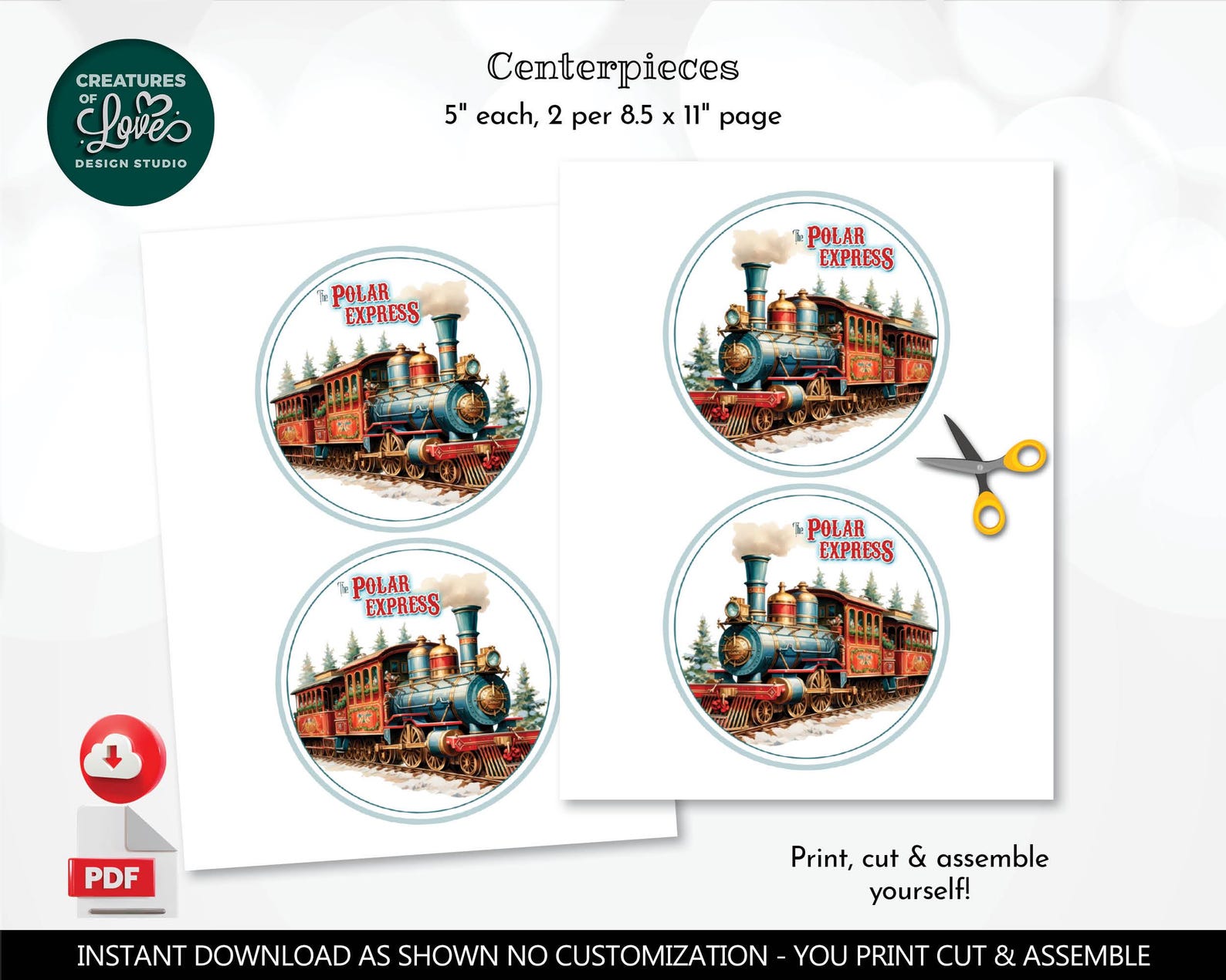 Polar Express Centerpieces North Pole Train Cake Toppers Santa's Train ...