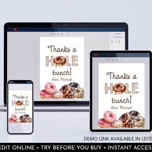 EDITABLE Donut Gift Tag Thanks a Hole Bunch Tag Teacher Appreciation ...