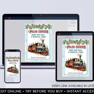 Polar Express Gift Tag North Pole Train Favor Tag Editable Christmas ...