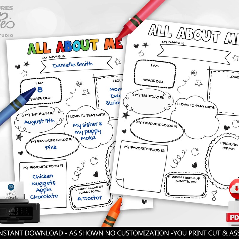 All About Me Pennant - Etsy