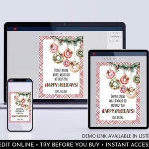 Editable Christmas Donut Tags Christmas Gift Tag Happy Holiday Treat ...