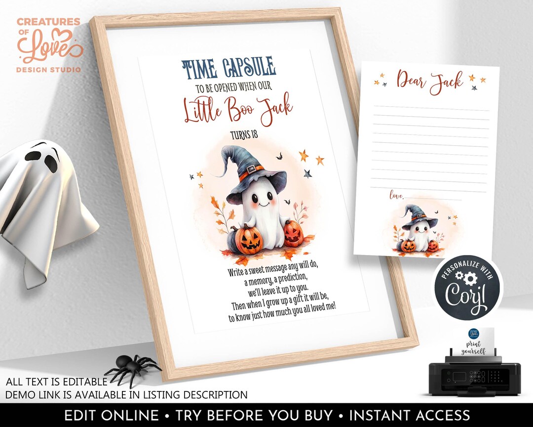 Editable Ghost Time Capsule Template Halloween Time Capsule Little Boo ...