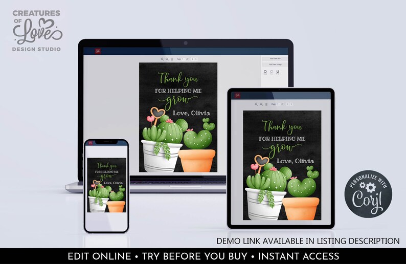 EDITABLE Teacher Appreciation Gift Tag Succulent Tag Thank You for ...