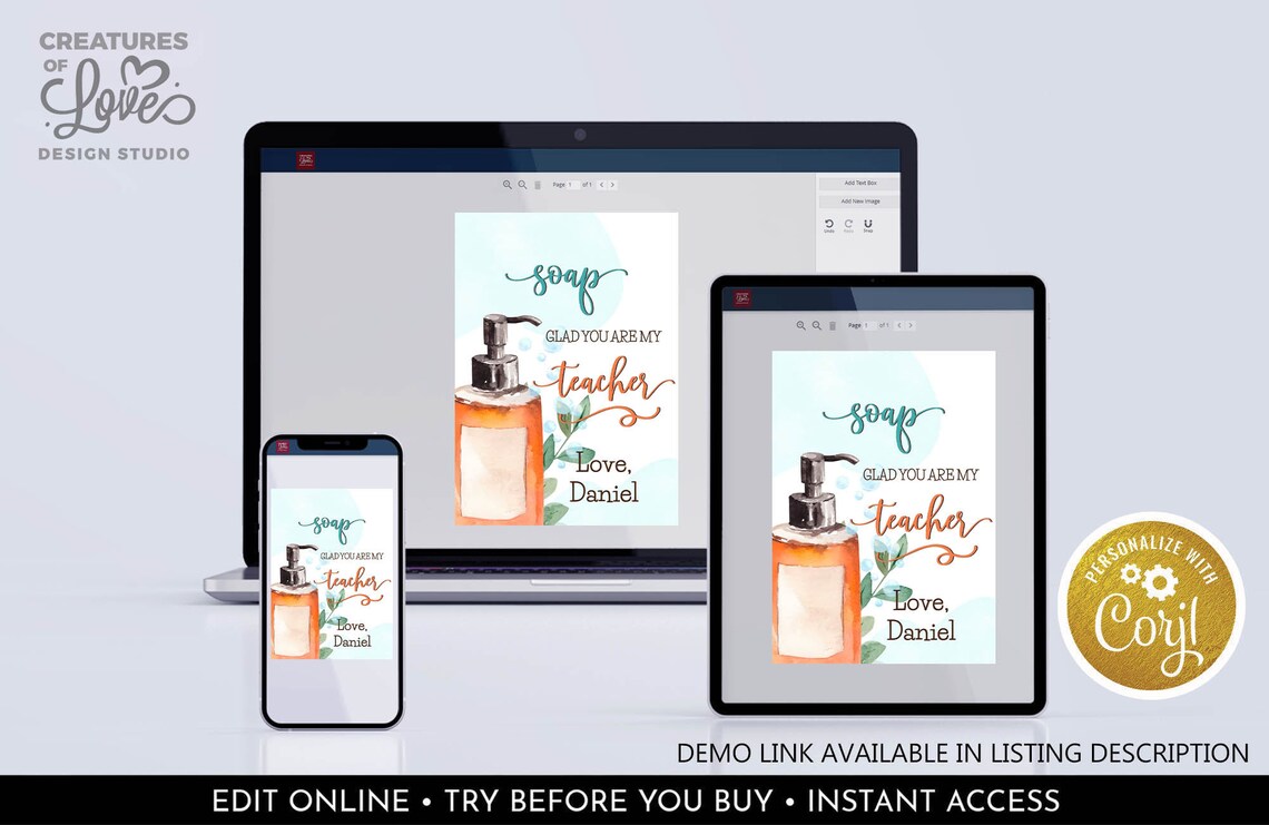 EDITABLE Teacher Appreciation Soap Gift Tag School Employee Staff Boss ...