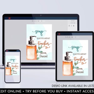 EDITABLE Teacher Appreciation Soap Gift Tag School Employee Staff Boss ...