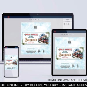 Editable Polar Express Chocolate Bar Wrapper Christmas North Pole Train ...