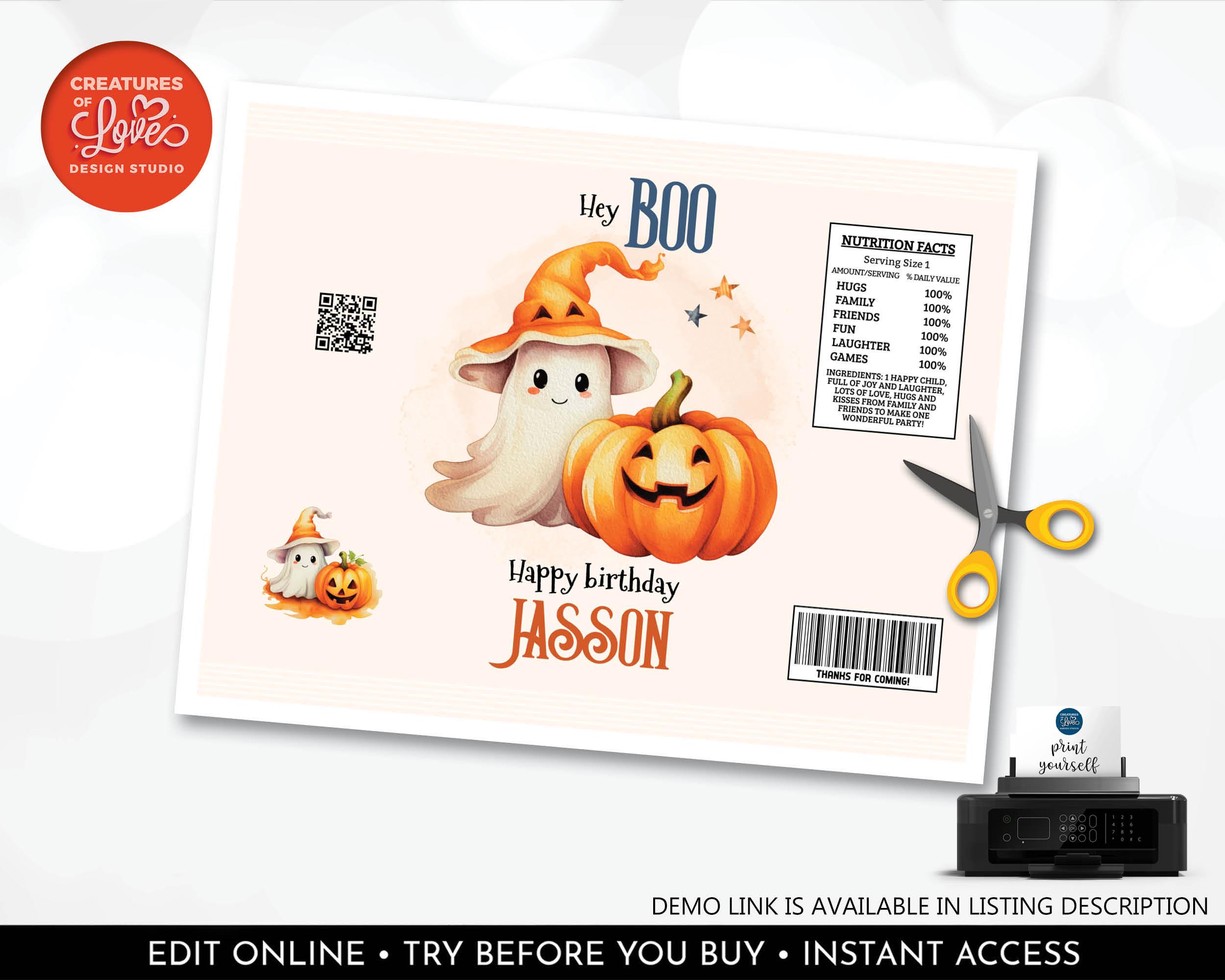 Halloween Ghost Chip Bag Wrapper Editable Halloween Chip Bag Template ...