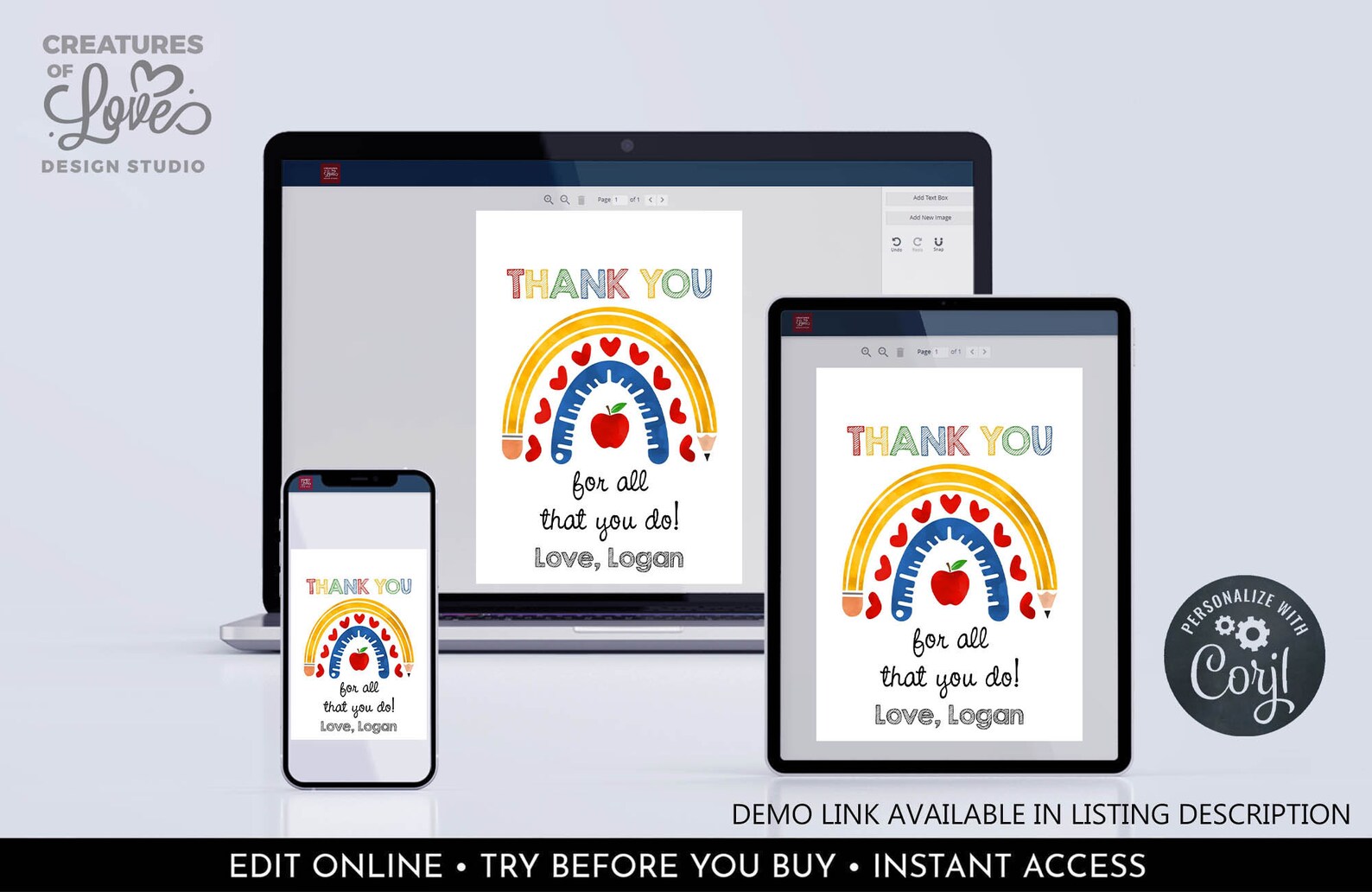 EDITABLE Teacher Appreciation Gift Tag Rainbow Gift Tag School Employee ...