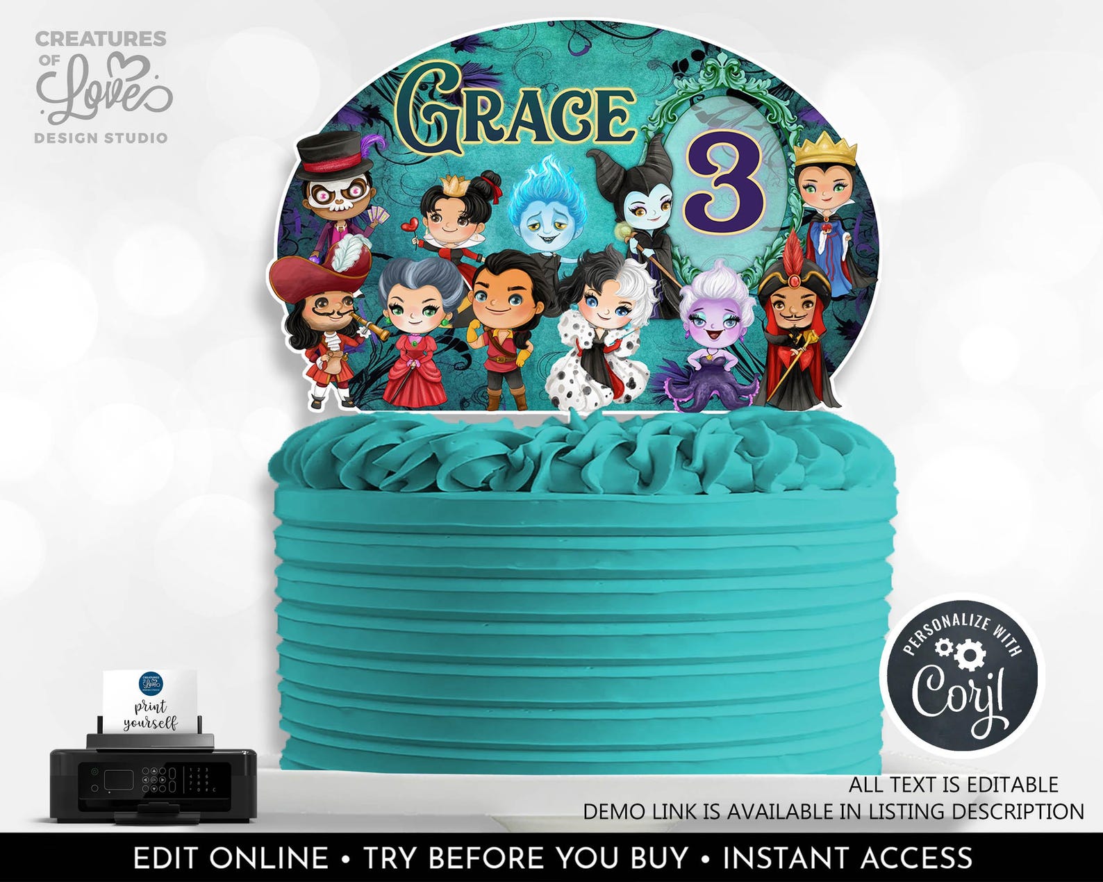 Villains Cake Topper Personalized Evil Characters Centerpieces ...