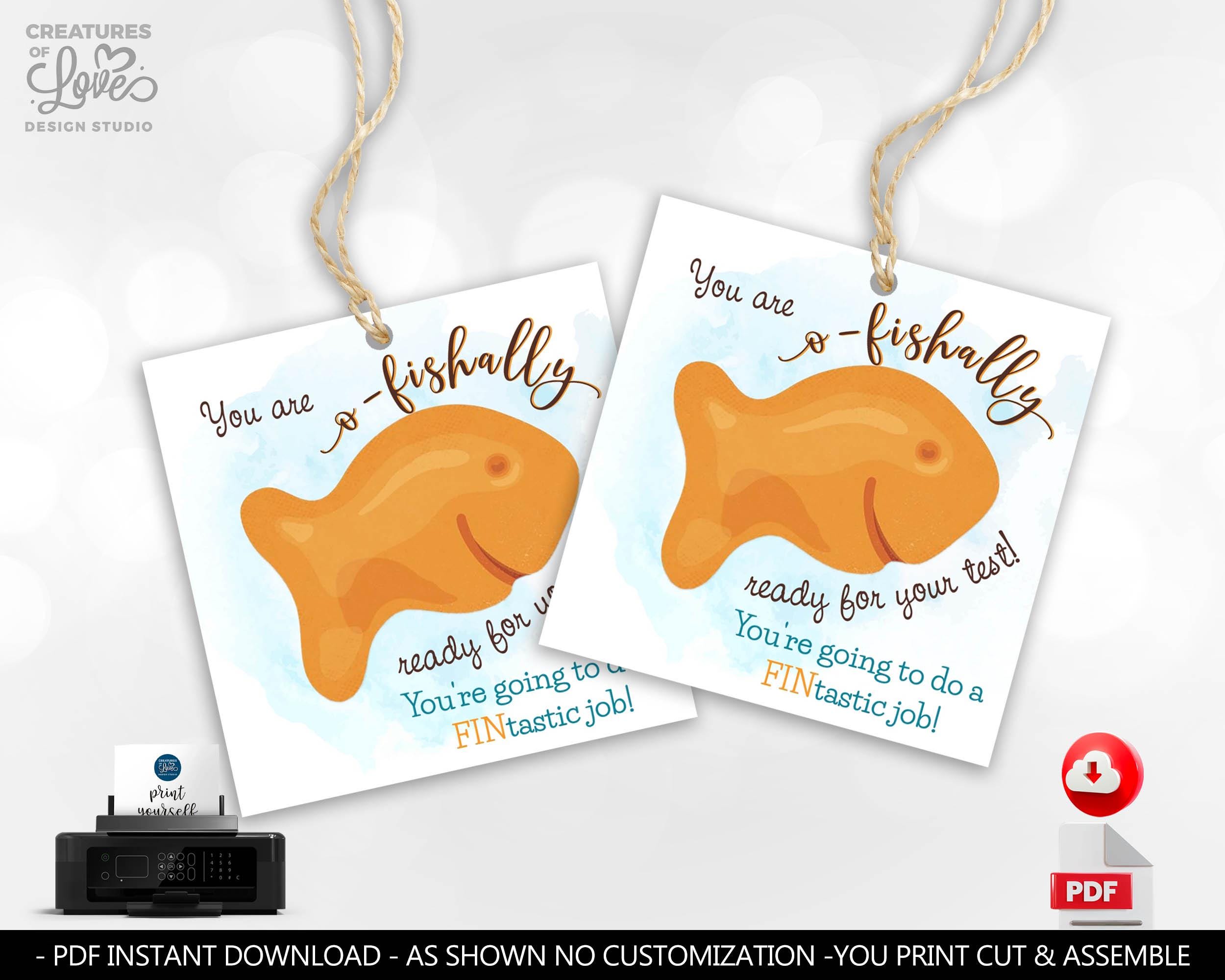 Printable Testing Day Snack Tag Classroom Treat Tag Fish Crackers Snack ...