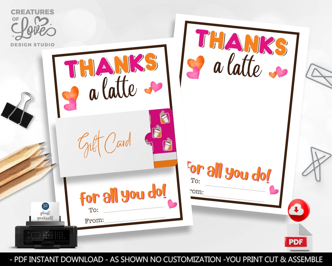 Thanks a Latte for All You Do Gift Card Holder Teacher Appreciation ...