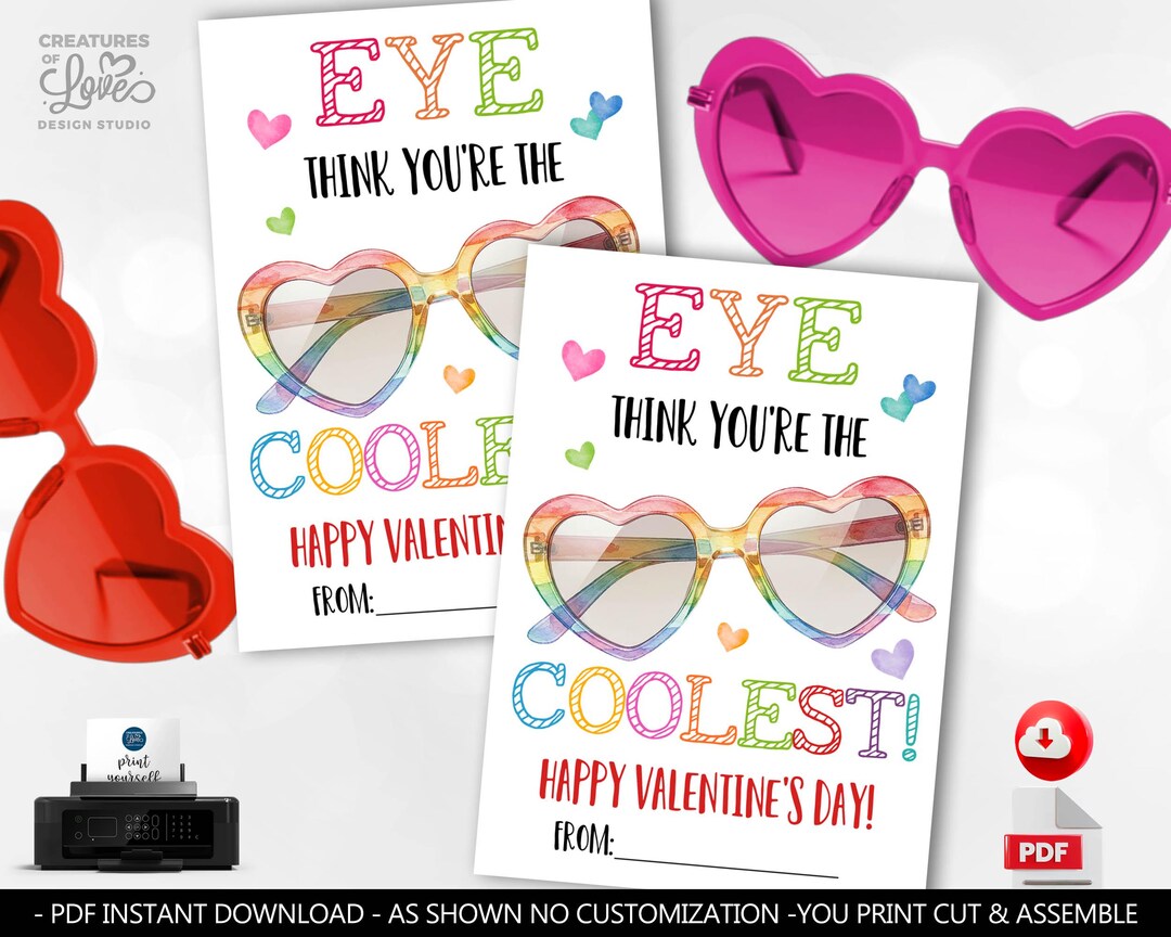 Valentine Sunglasses Gift Tags Valentine's Day Cards Eye Think You Are ...