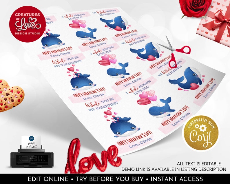 Editable Whale Valentine's Day Card Whale Always Be - Etsy
