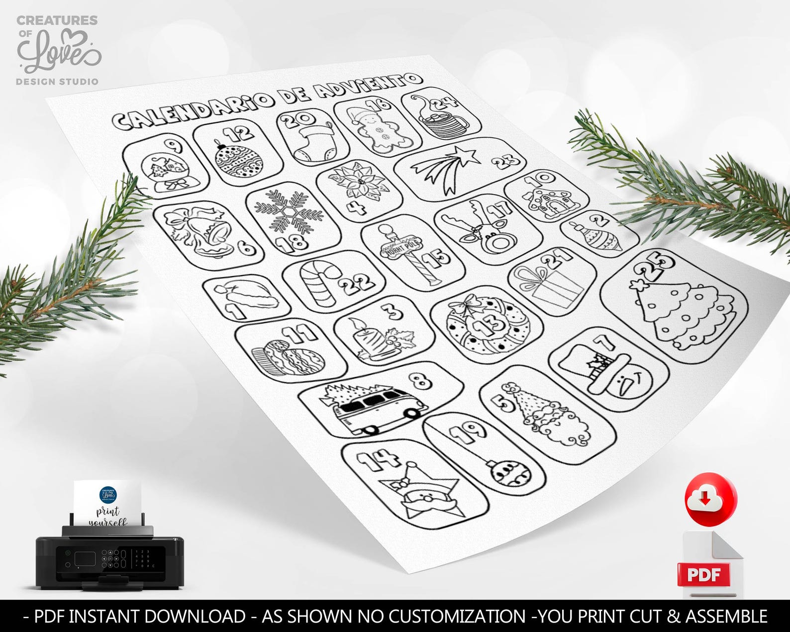 Calendario De Adviento Christmas Countdown Poster Kids Classroom Advent ...