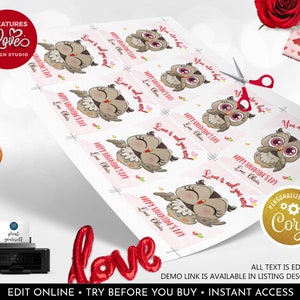 Editable Owl Valentine's Day Card Love is Owl You Need Kids Cards ...
