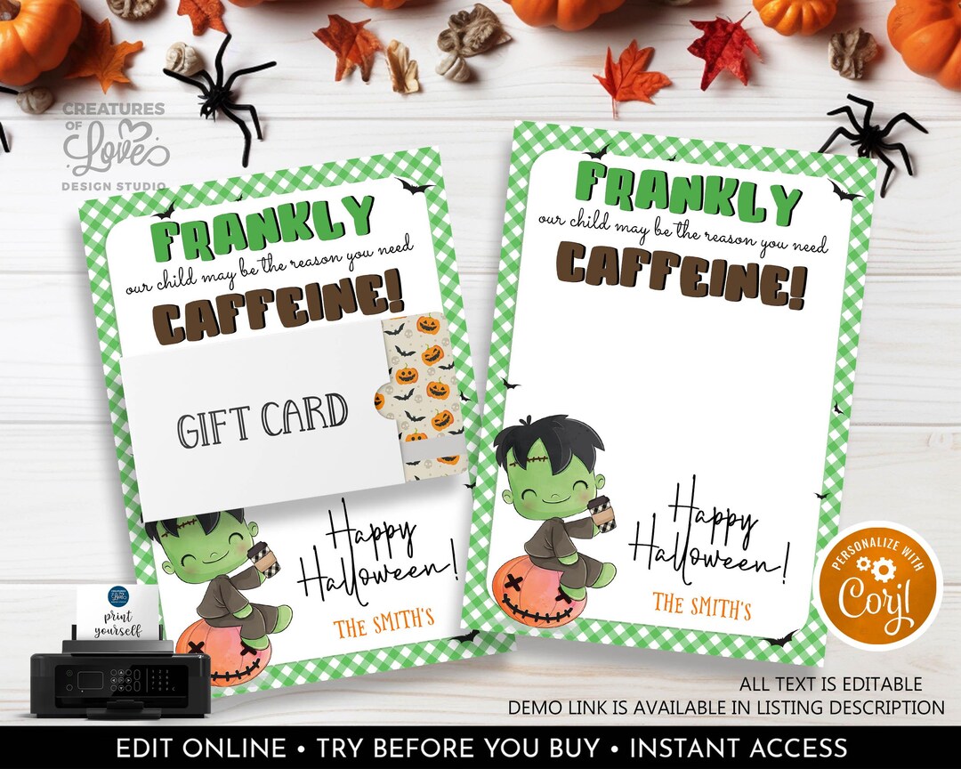 Editable Halloween Coffee Card Holder Halloween Teacher Appreciation ...