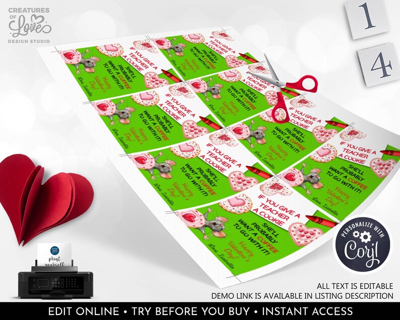 Editable Valentine's Cookie Gift Tag If You Give A Teacher A Cookie ...