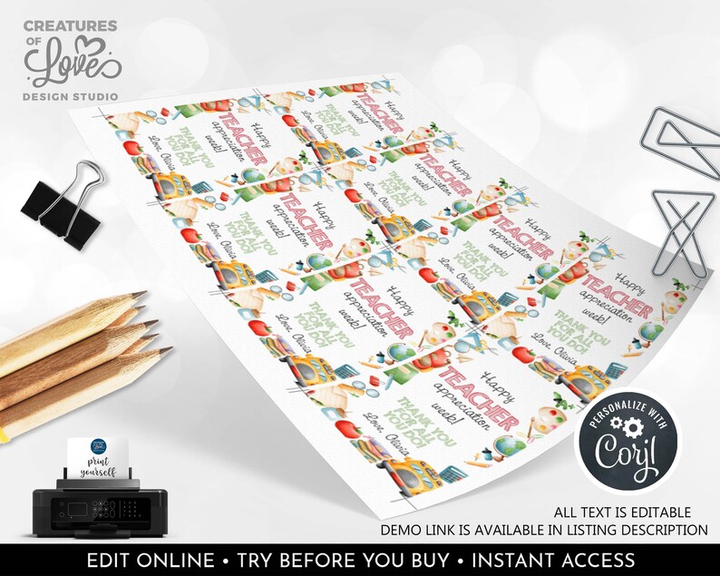 EDITABLE Teacher Appreciation Gift Tag School Gift Tag Student Employee ...