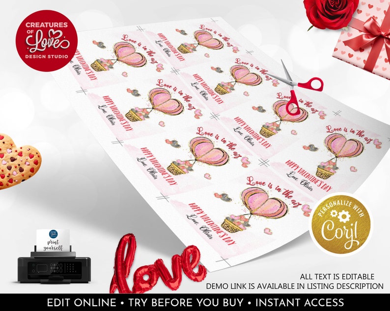 Love is in the Air Valentine's Day Cards Hot Air Balloon Valentines ...