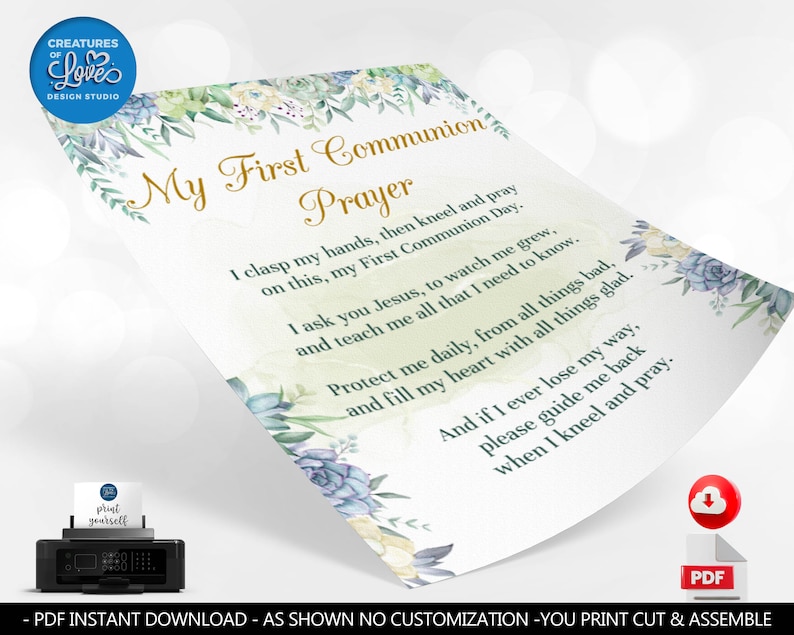 First Holy Communion Prayer First Communion Party Decoration Floral ...