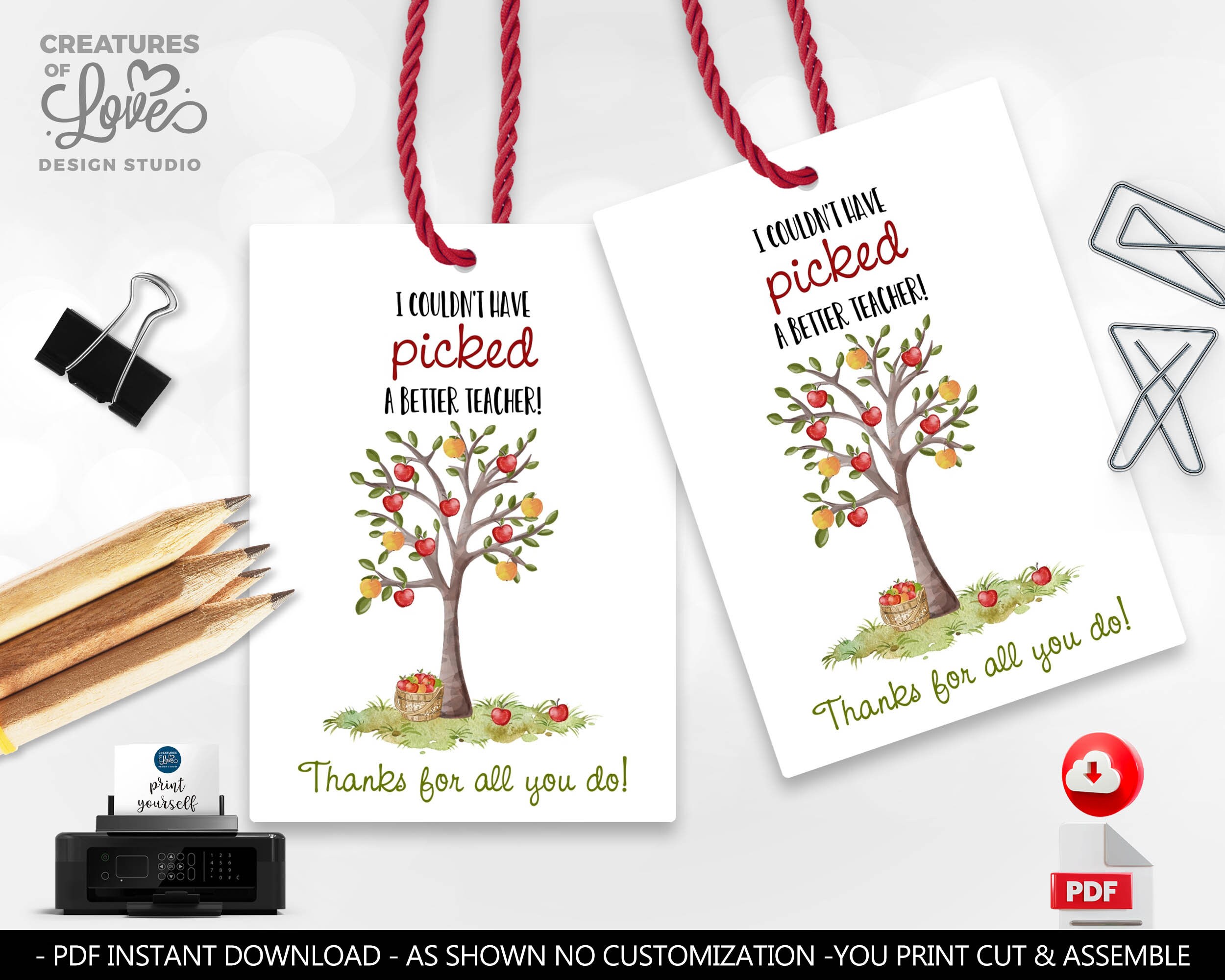 Teacher Appreciation Gift Tag Picked a Better Teacher Tag Employee ...