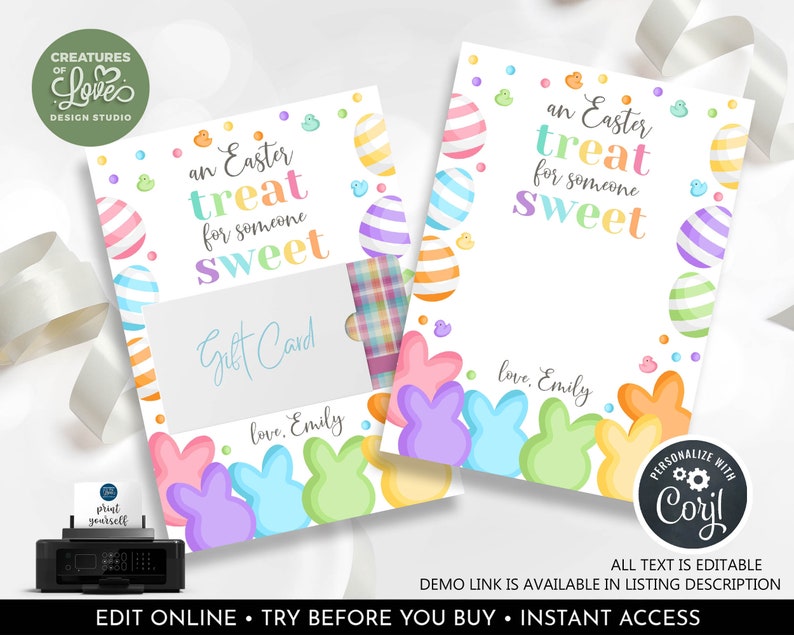 Editable Easter Gift Card Holder Easter Treat for Someone Sweet Coffee ...