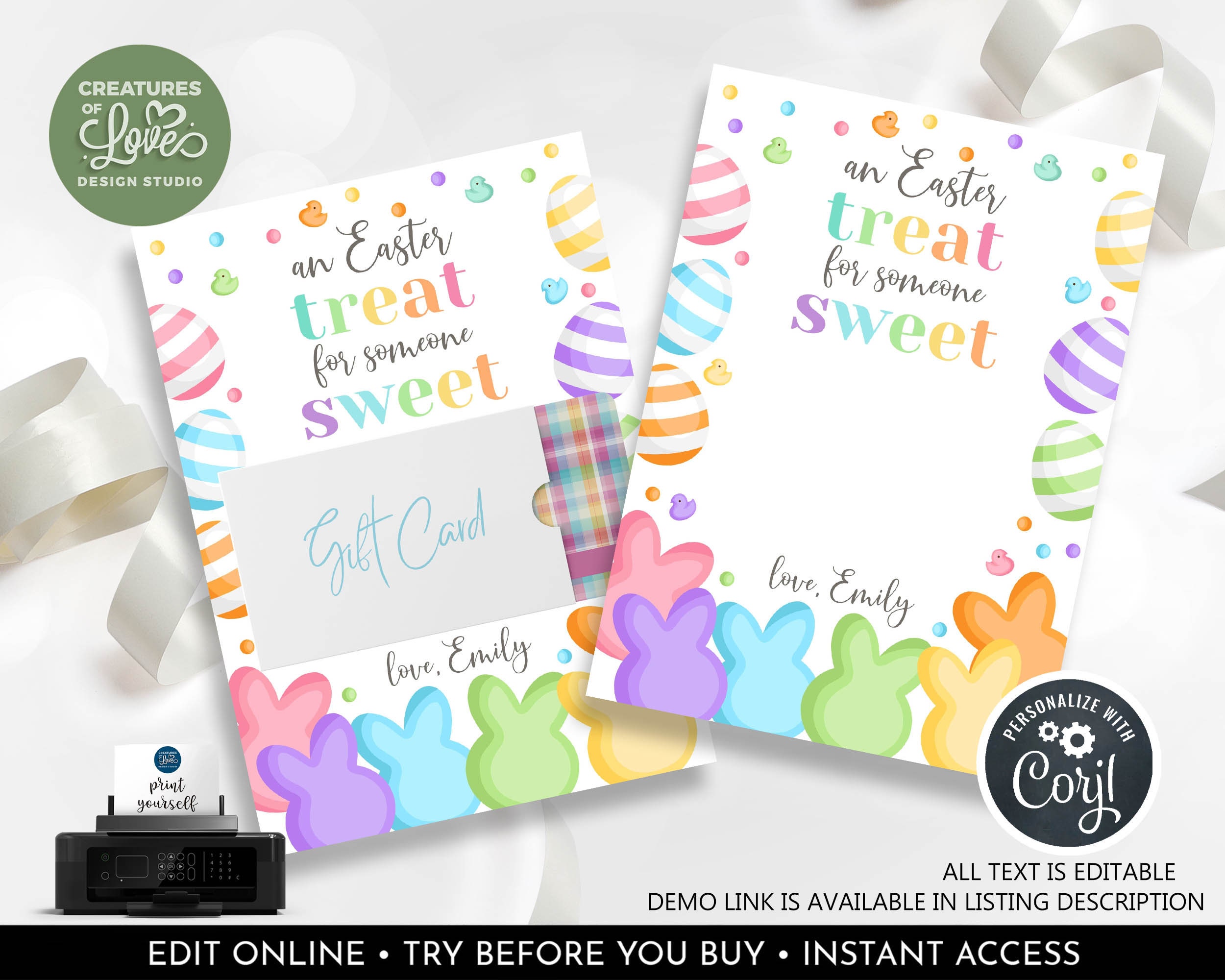 Editable Easter Gift Card Holder Easter Treat for Someone Sweet Coffee ...