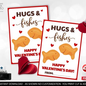 Goldfish Valentine's Day Cards Hugs and Fishes Treat Tags Valentines ...