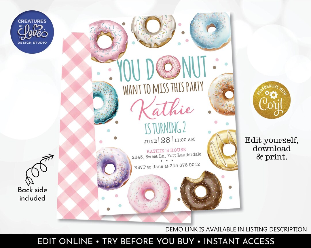 Editable Donut Birthday Party Invitation Donut Want to Miss This Party ...
