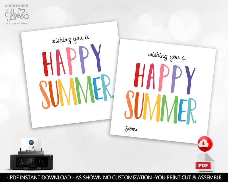Wishing You a Happy Summer Gift Tag Last Day of School Tag Kids ...