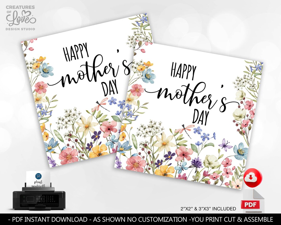 Printable Happy Mother's Day Gift Tags Instant Download Floral Mother's ...