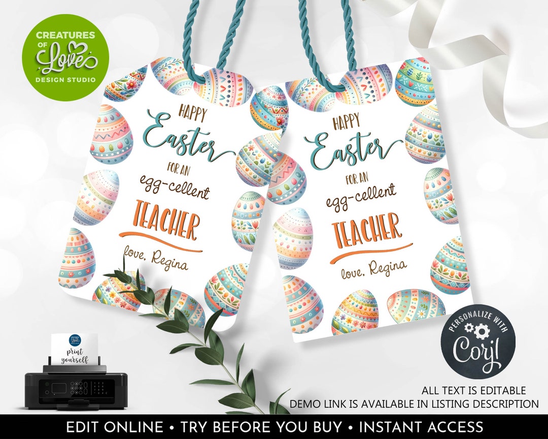 Editable Easter Gift Tag Spring Basket Tags Easter Party Labels ...