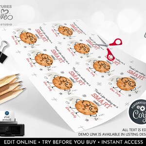 EDITABLE Smart Cookie Gift Tag Teacher Appreciation Employee Staff Boss ...