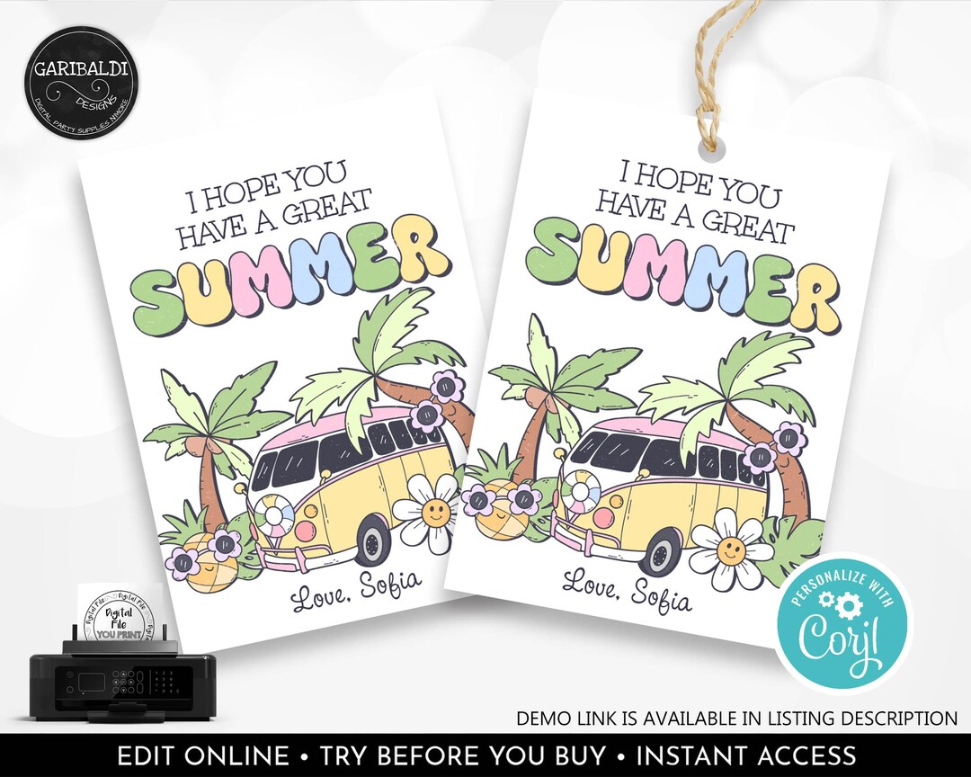 Editable Last Day of School Tags End of Year Friends Gift Tag Groovy ...