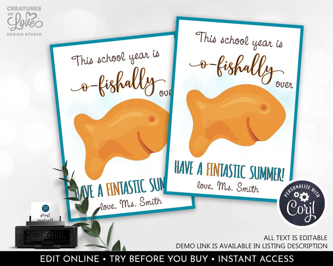 Editable O-fish-ally Summer Tag Last Day of School End of Year Fish ...