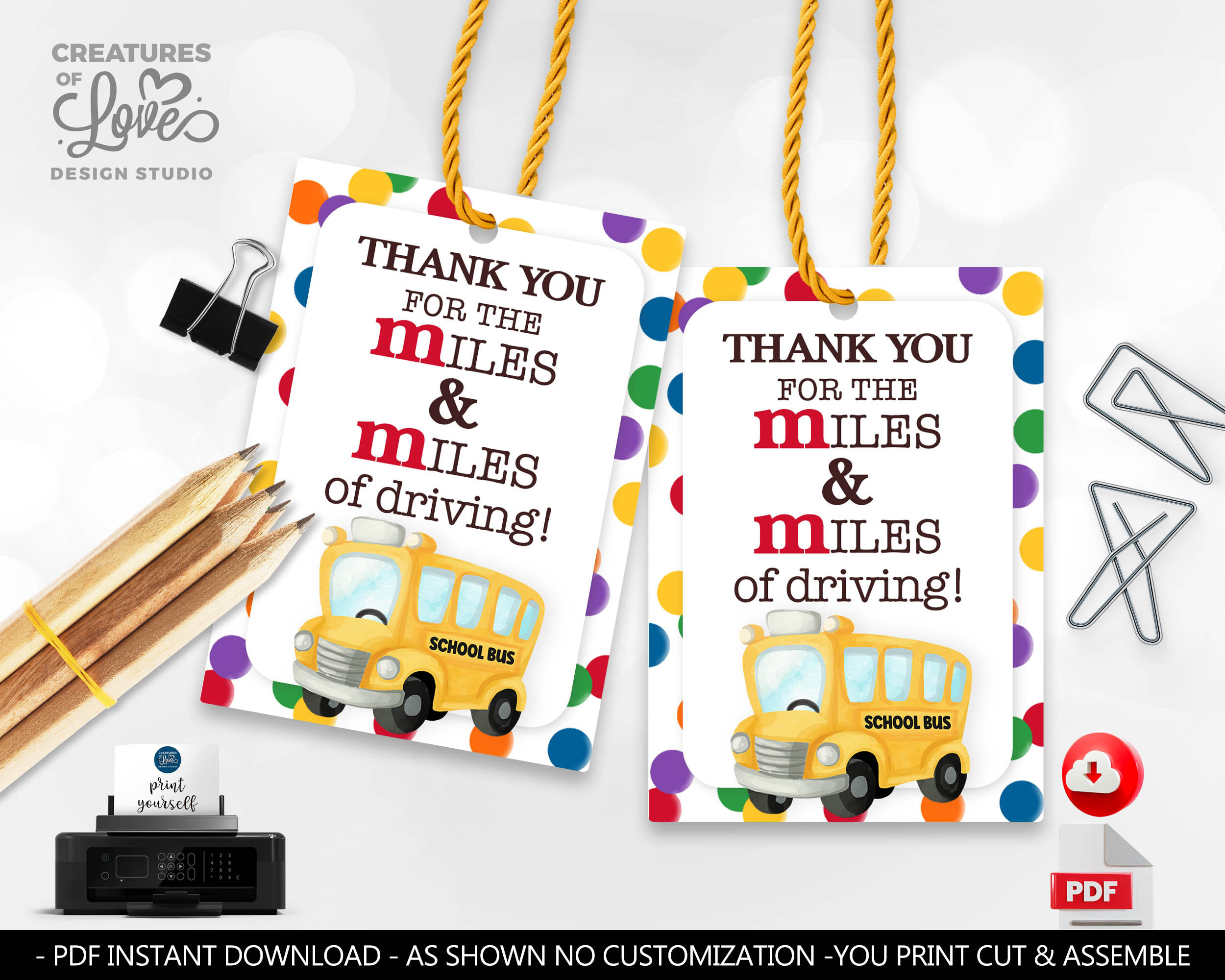 Thank You for the Miles & Miles Gift Tag Bus Driver Appreciation Gift ...