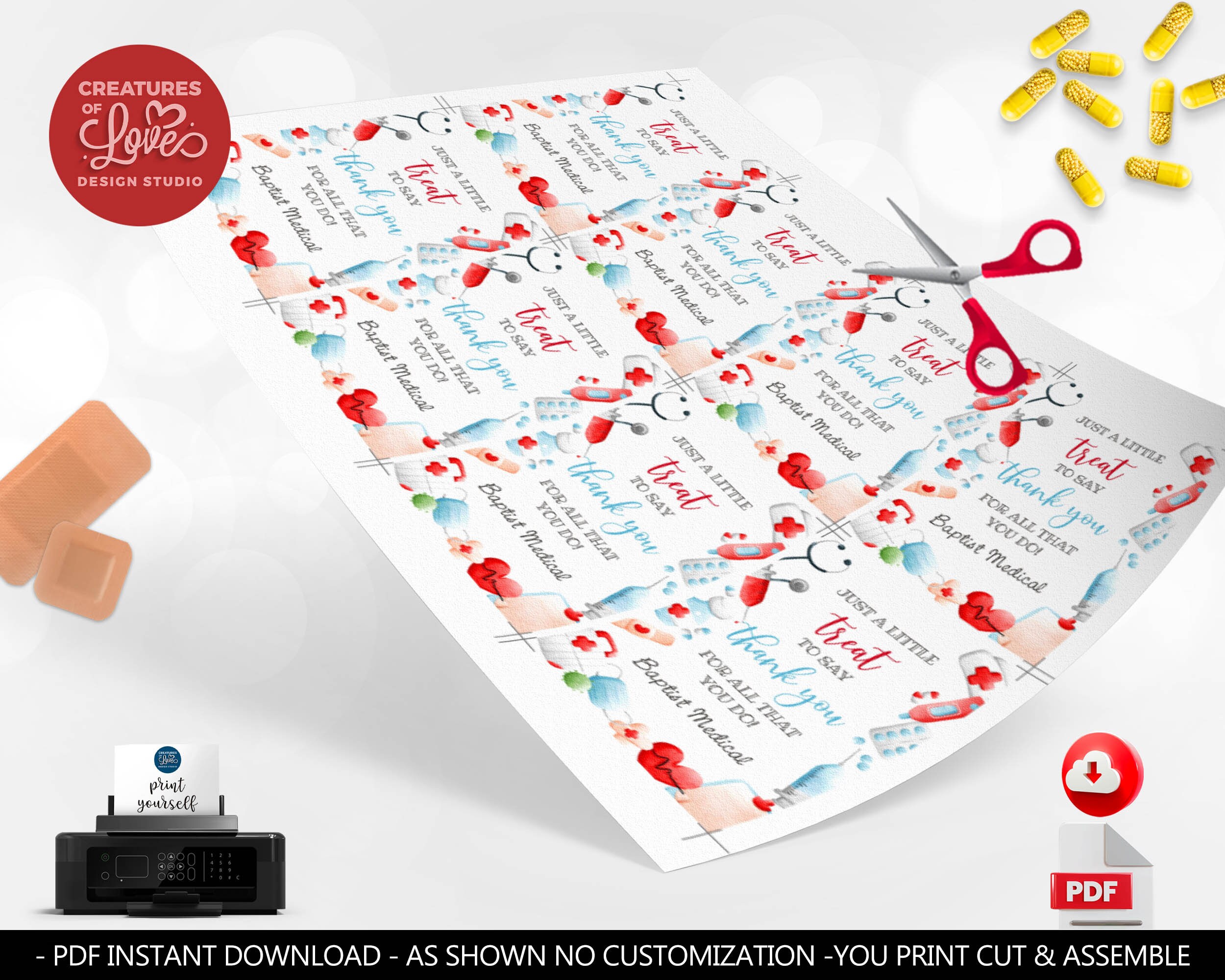 Editable Nurse Appreciation Gift Tag Healthcare Staff Thank You Tag ...