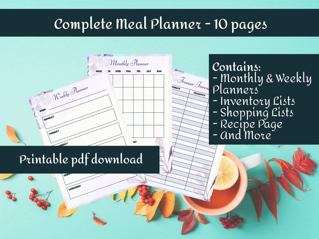 Printable Complete Meal Planner 10 Pages - Etsy