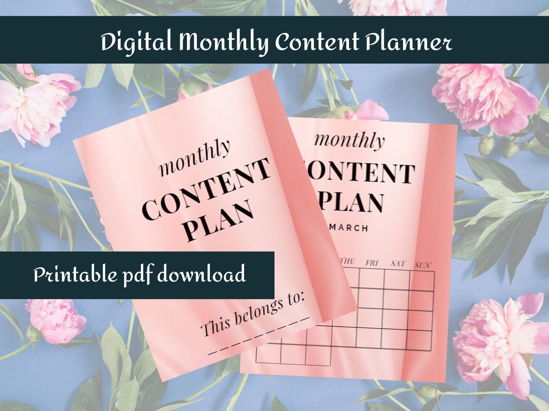 Digital Printable Monthly Content Planner - Etsy