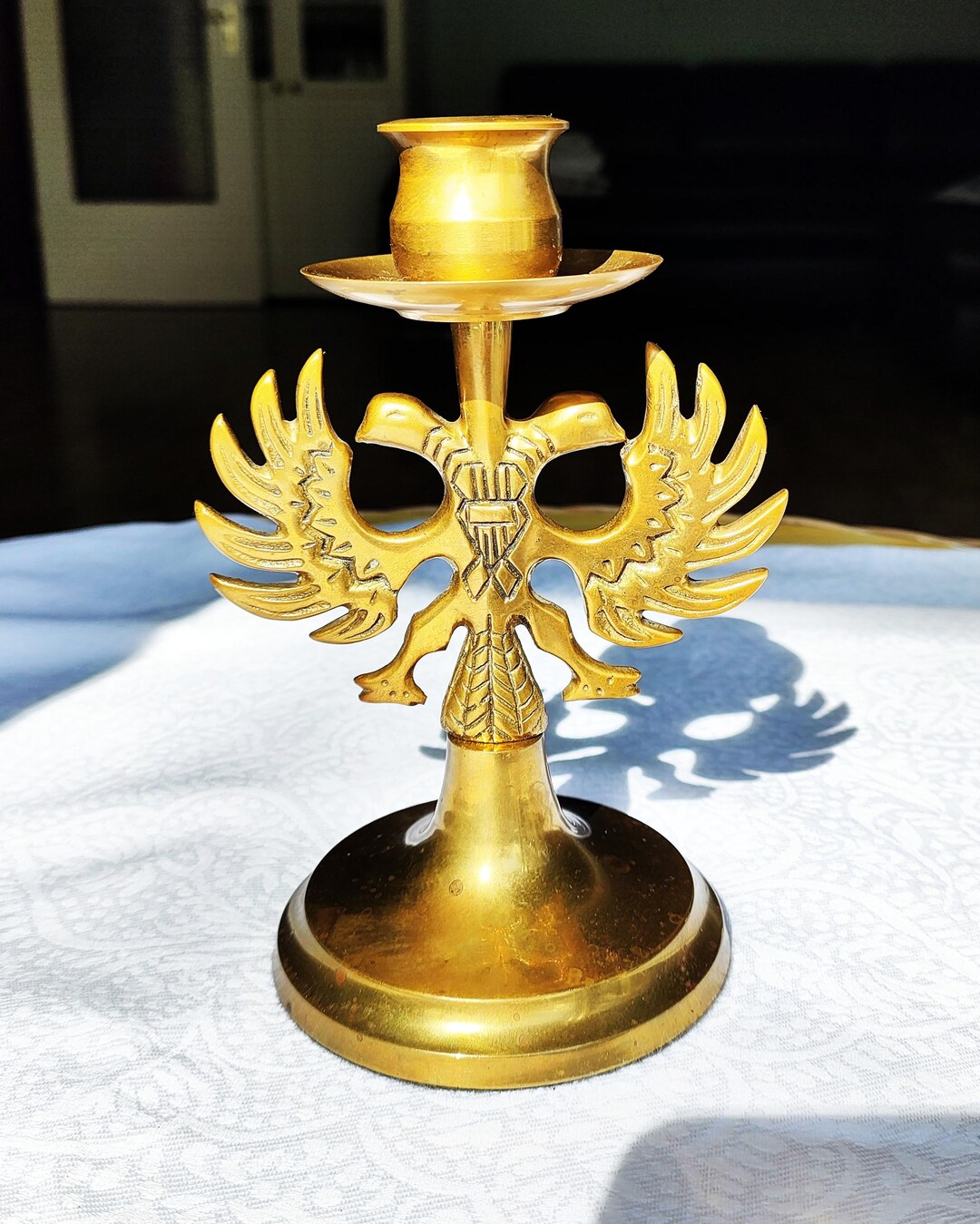 Candlestick in the Shape of the Lübeck Eagle Made of Brass/ Candle ...