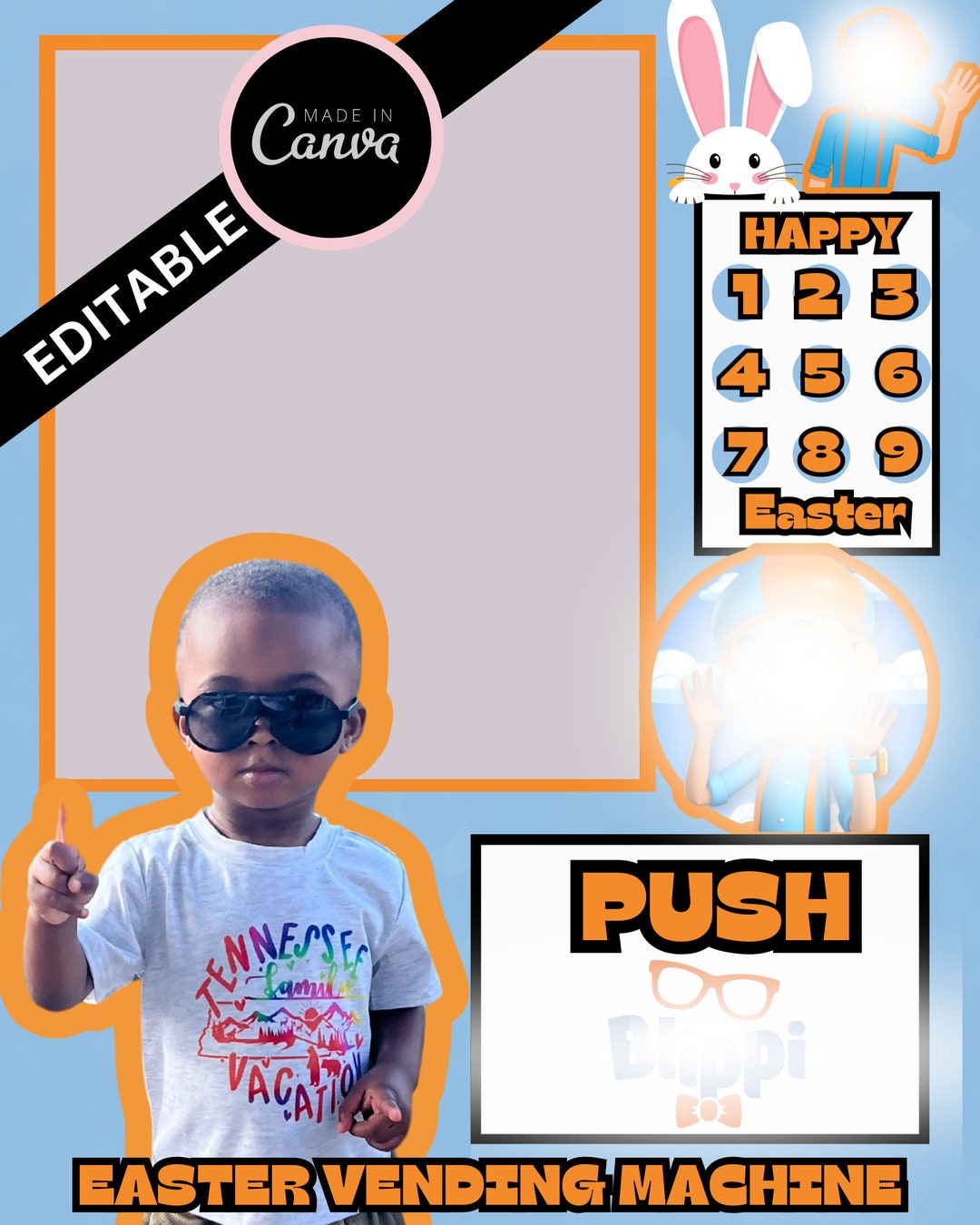 Custom 16x20 Boy Vending Machine Template, Boy Easter Basket, Canva ...