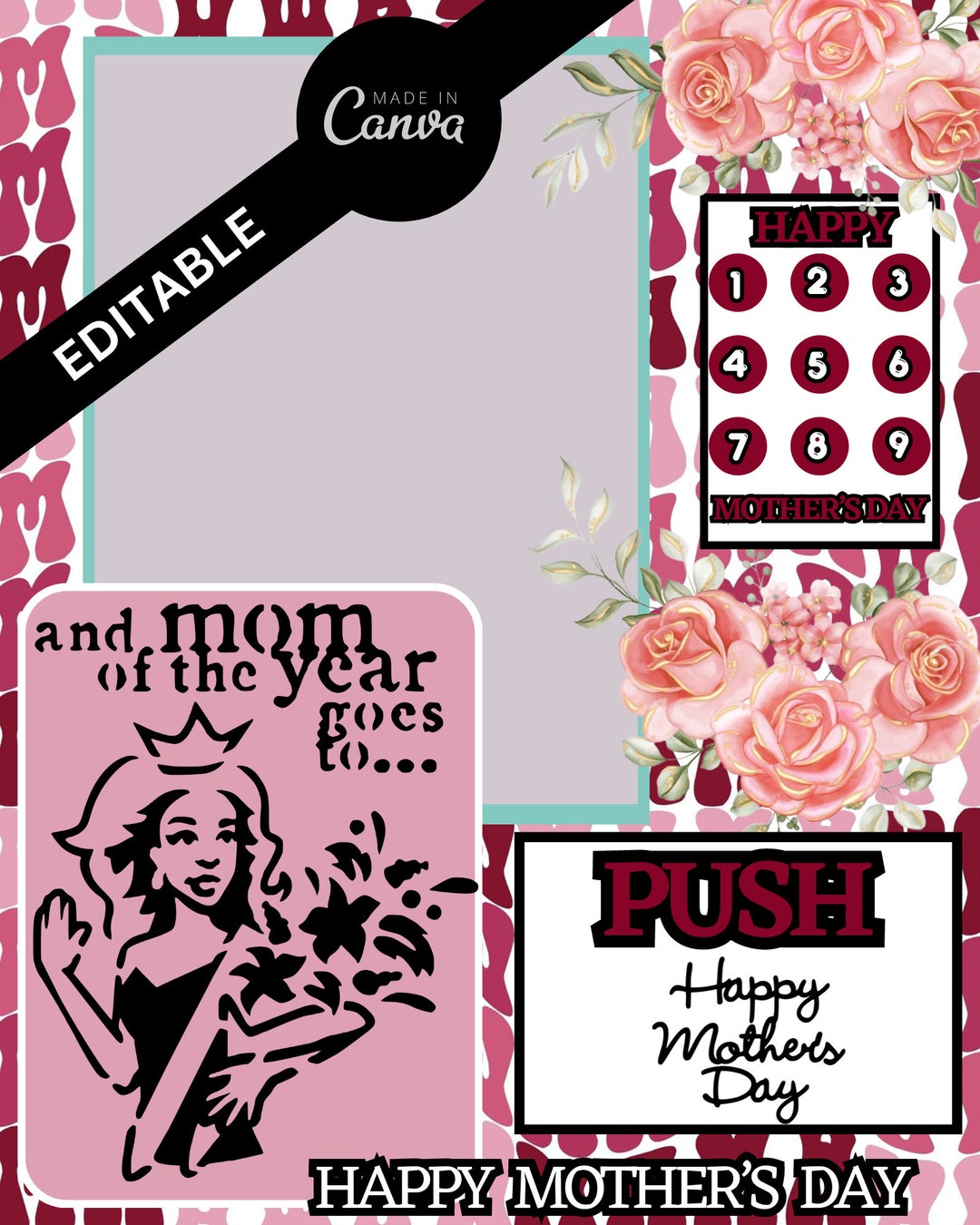 Mother’s Day Vending Machine Template, Pink MOM Template, DIY Vending ...