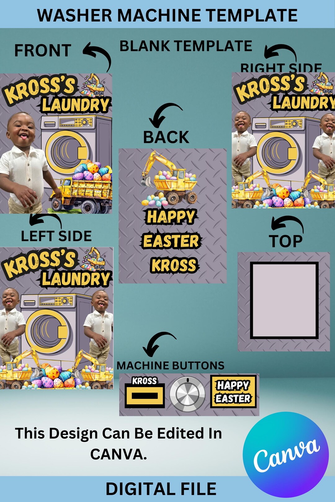 EASTER Laundry WASHER Machine 16x20 , Vending Machine Easter, Washer ...