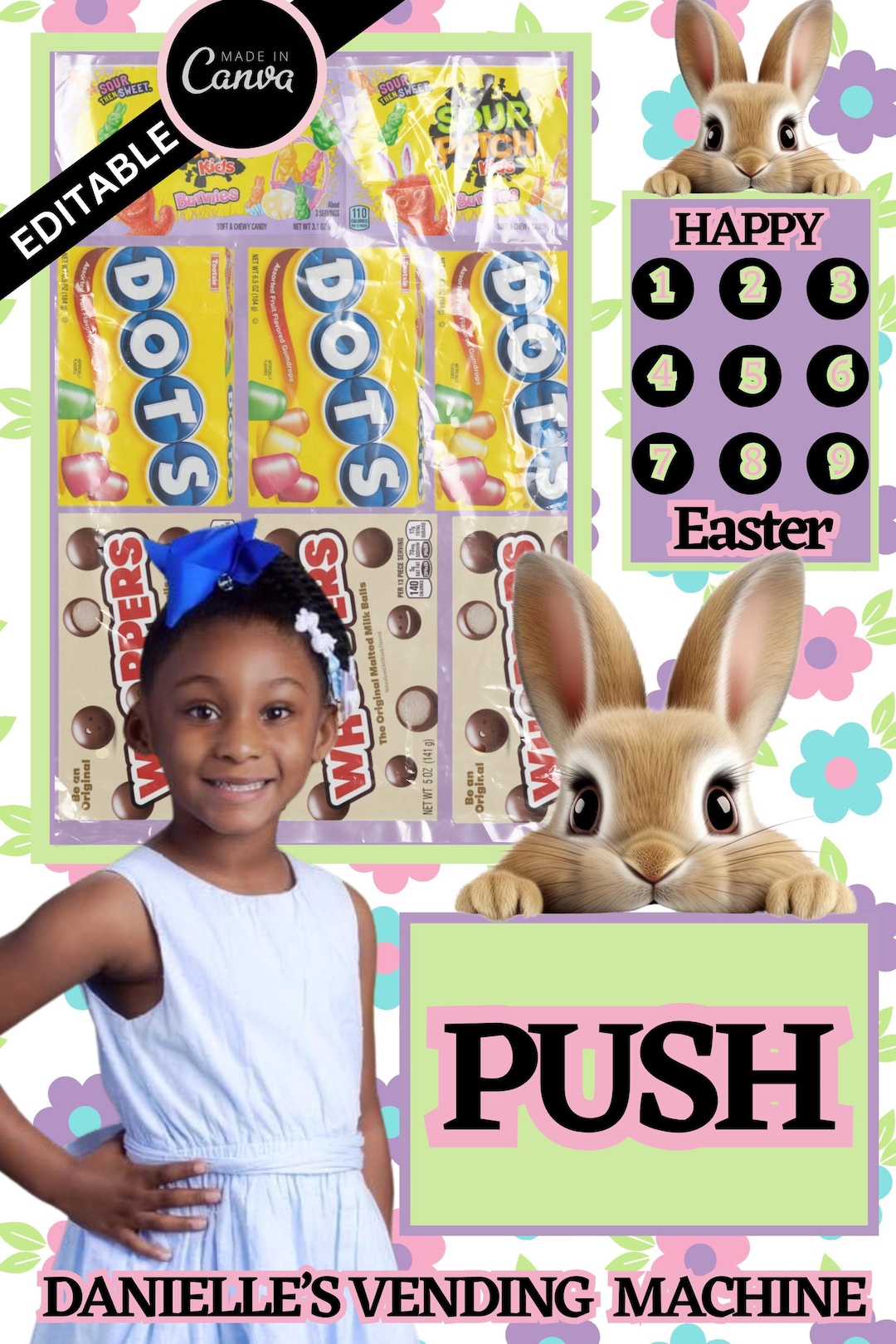 Custom Easter Vending Machine Template, Girl Birthday Gift, Girl Easter Basket, Canva Template ...