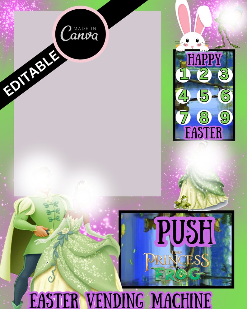 Custom 16x20 Princess Vending Machine Template, Girl Birthday Gift ...