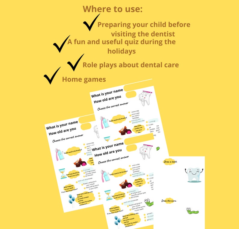 Printable for Dentist Role Play, Fun Activities for Kids, Dramatic Play ...