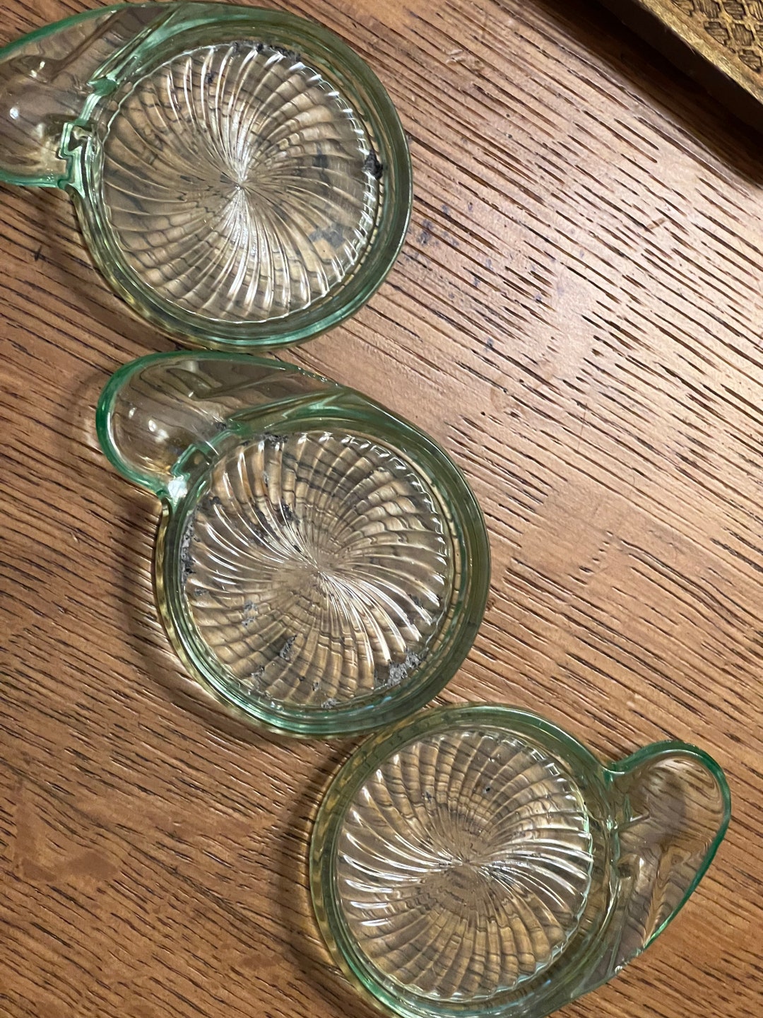 RARE Vaseline Uranium Glass Coaster With Spoon Rest Macbeth-evans Glass ...