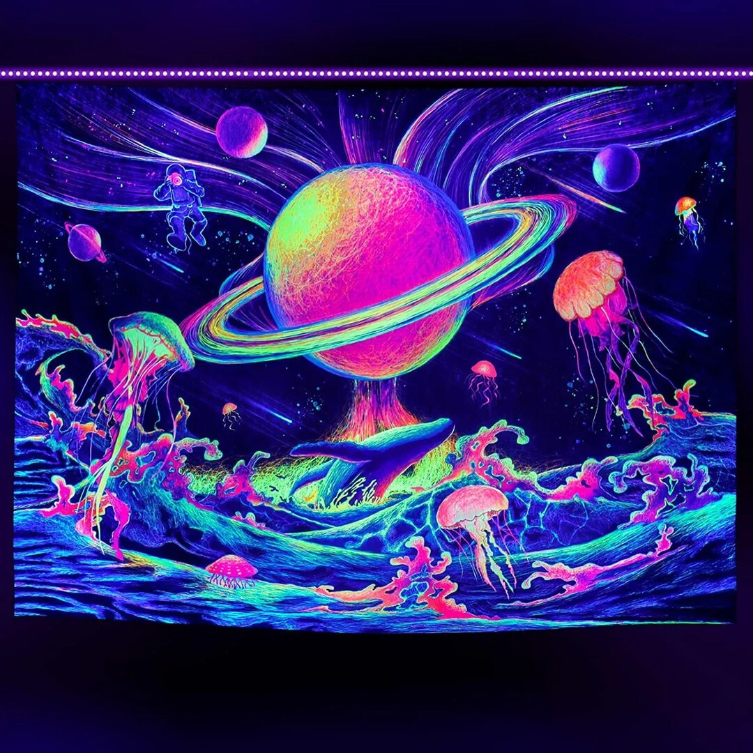 UV Reactive Tapestry, Planet Tapestry, Black Light Tapestry ...