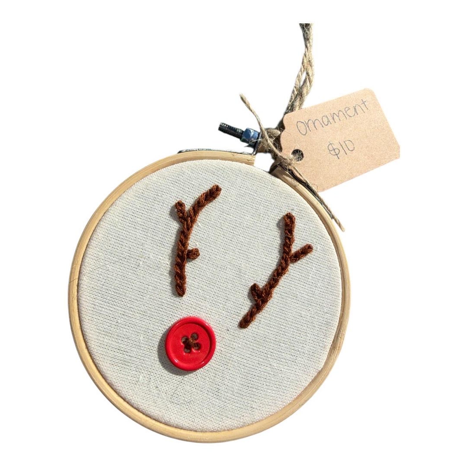 Simple Rudolph Hand Embroidered Christmas Ornament - Etsy