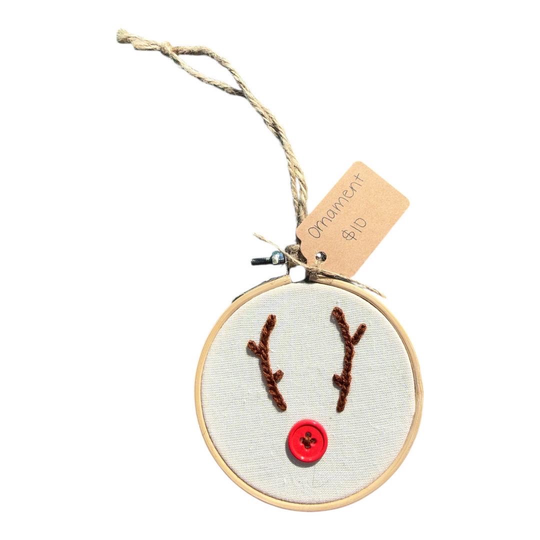 Simple Rudolph Hand Embroidered Christmas Ornament - Etsy